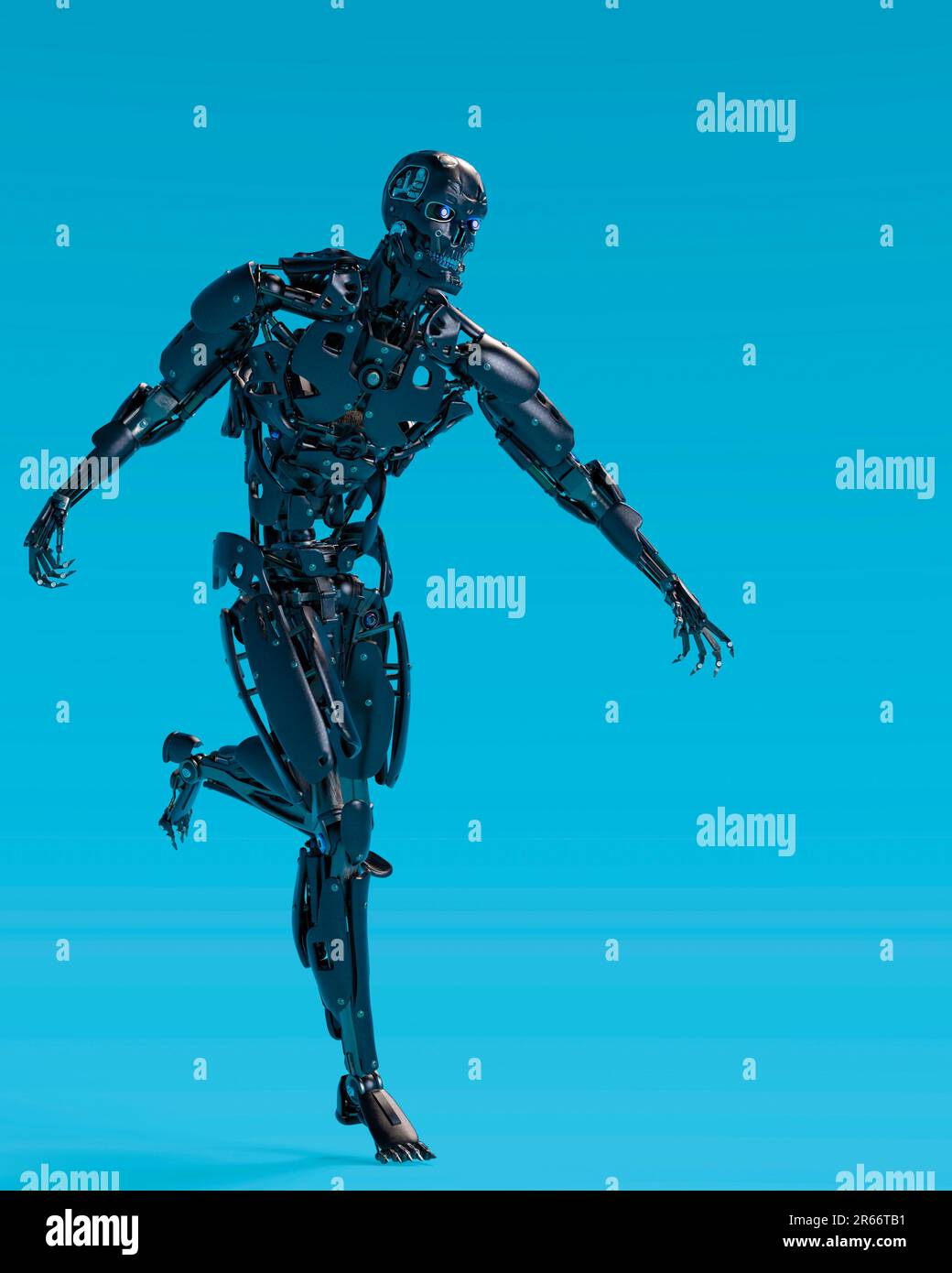 super cyborg skull running, 3d illustration Stock Photo - Alamy