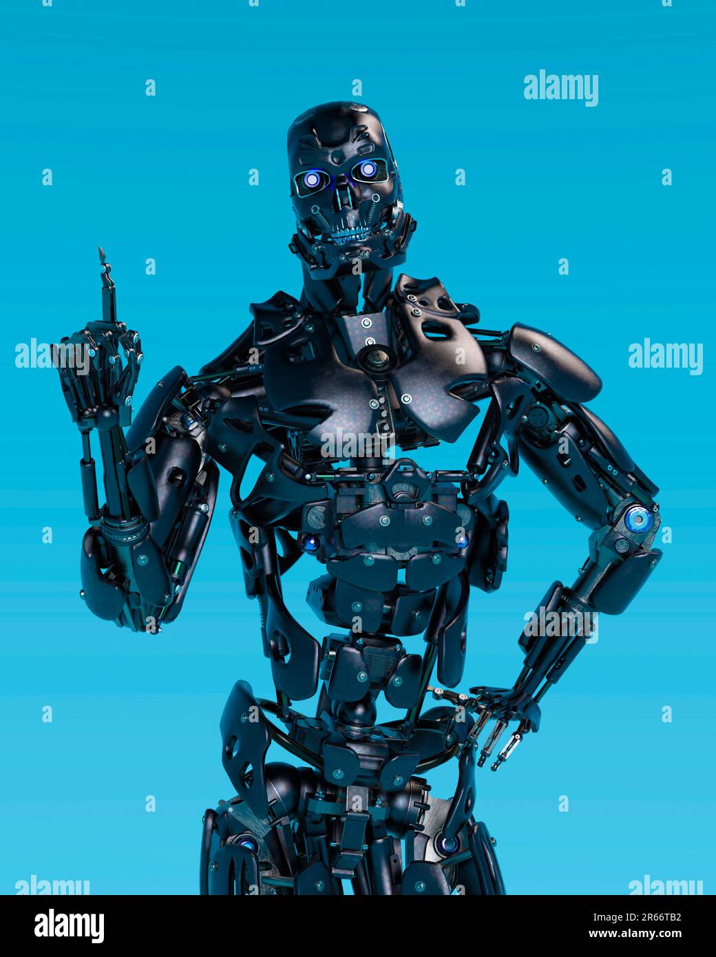 super cyborg skull I am the number one, 3d illustration Stock Photo - Alamy