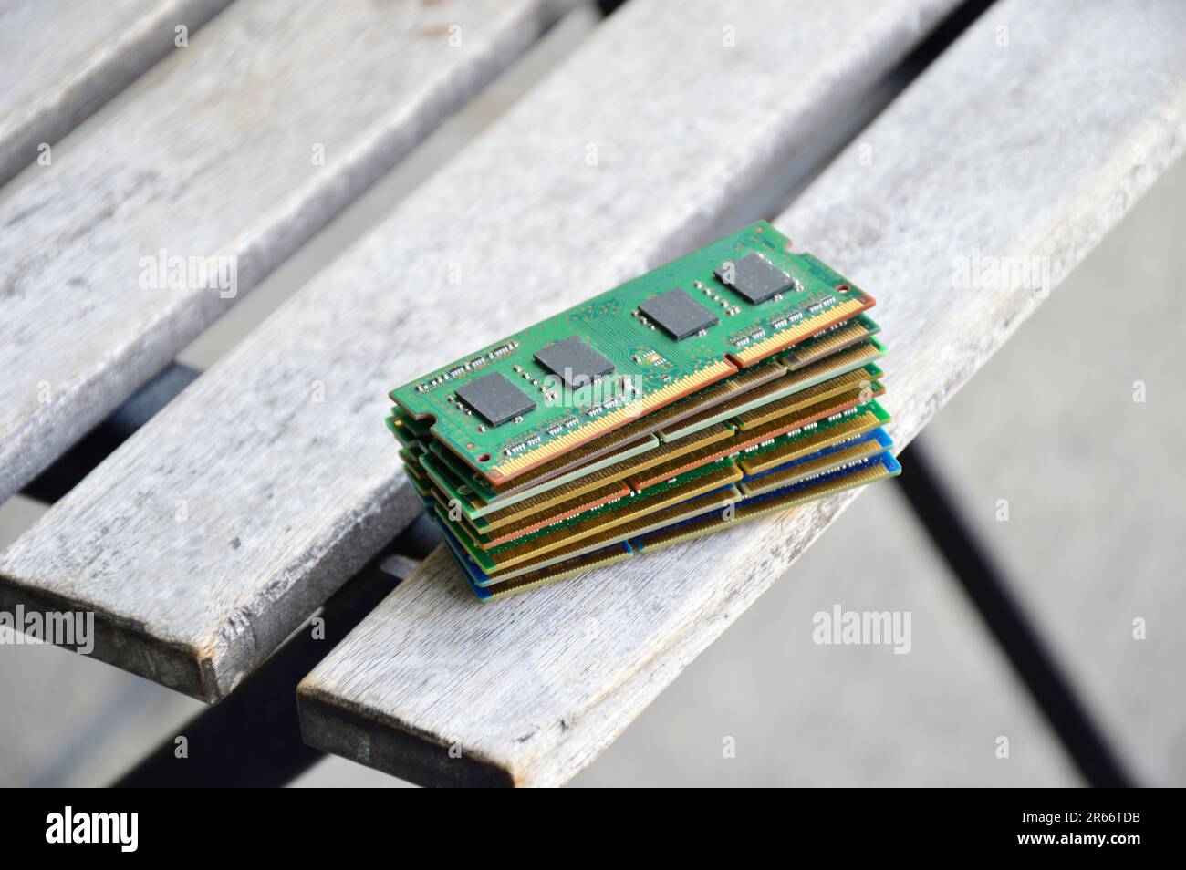 Top view, RAM used for notebook, laying on wooden floor Stock Photo - Alamy