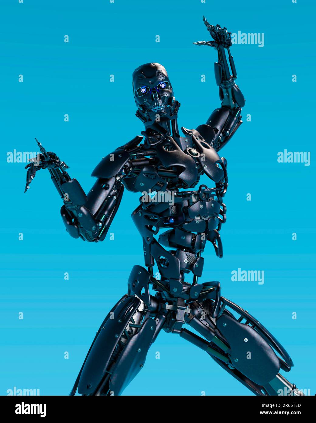 super cyborg skull dancing, 3d illustration Stock Photo - Alamy