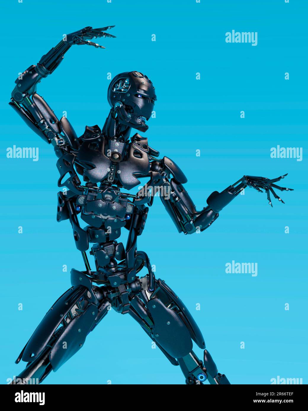 super cyborg karate pose, 3d illustration Stock Photo - Alamy