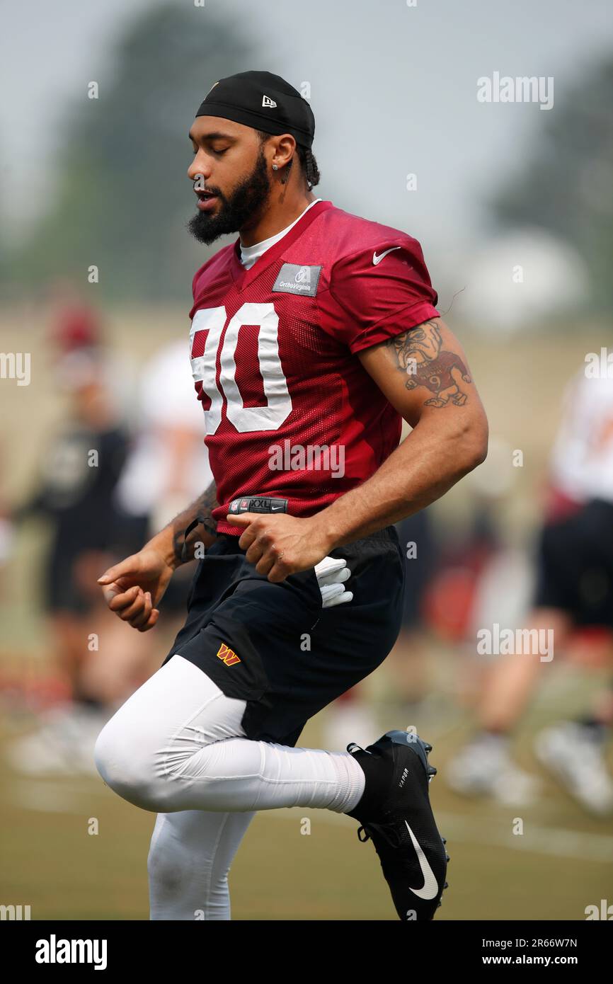 Washington Commanders defensive end Montez Sweat warms up during an NFL ...
