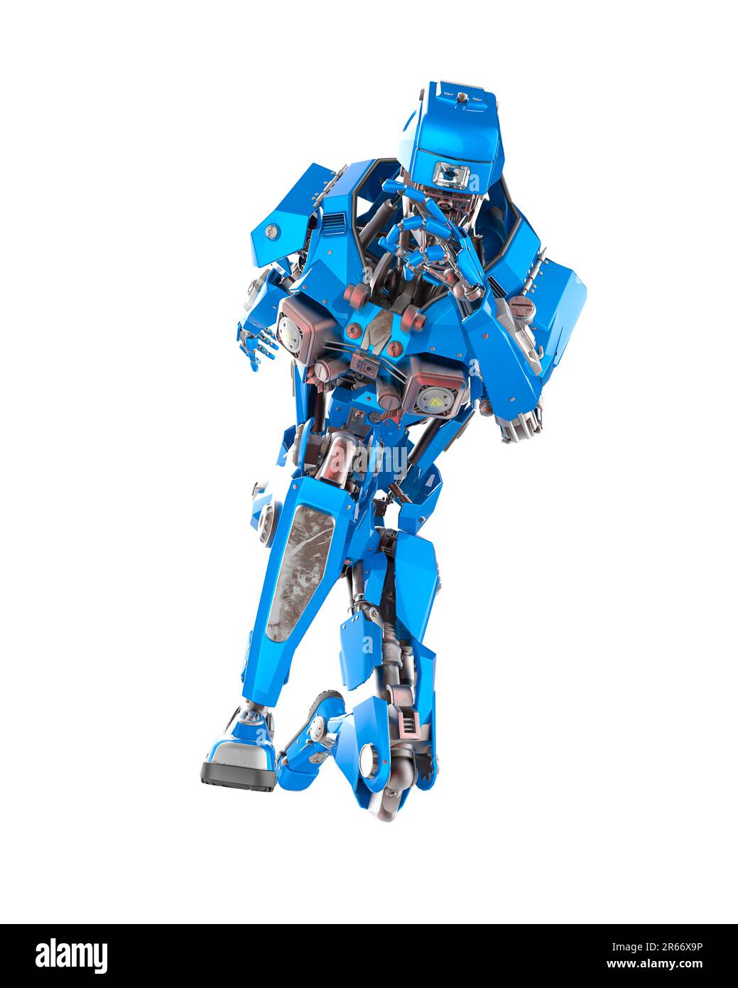 cyber mech is jumping fast front view, 3d illustration Stock Photo - Alamy