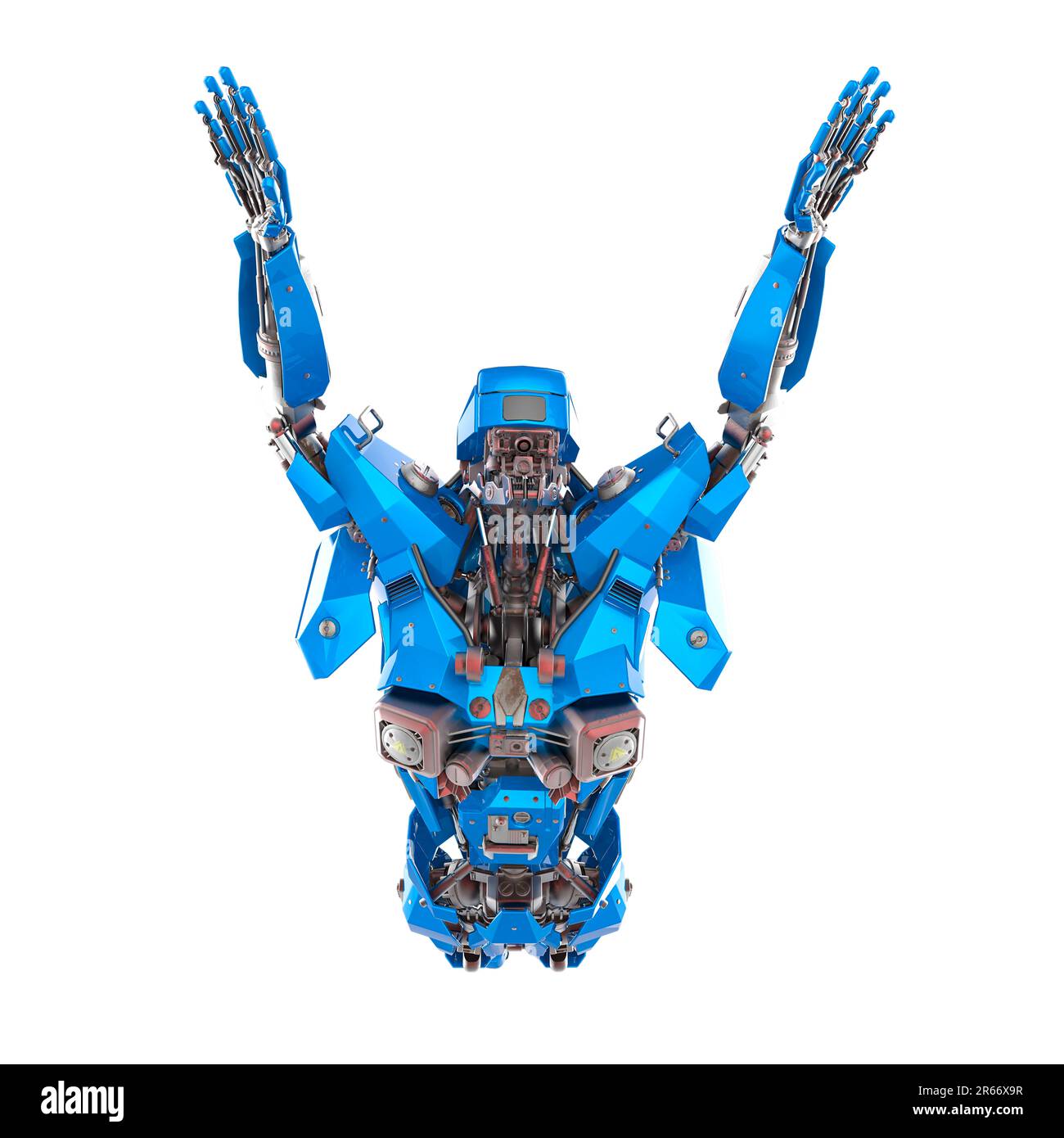 cyber mech is just flying front view, 3d illustration Stock Photo - Alamy