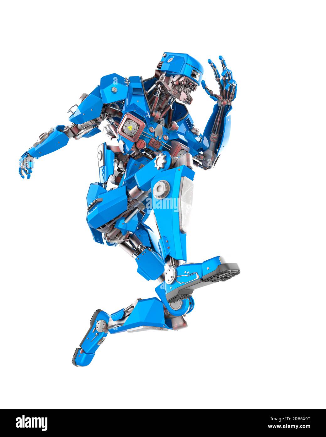 cyber mech is jumping fast, 3d illustration Stock Photo - Alamy
