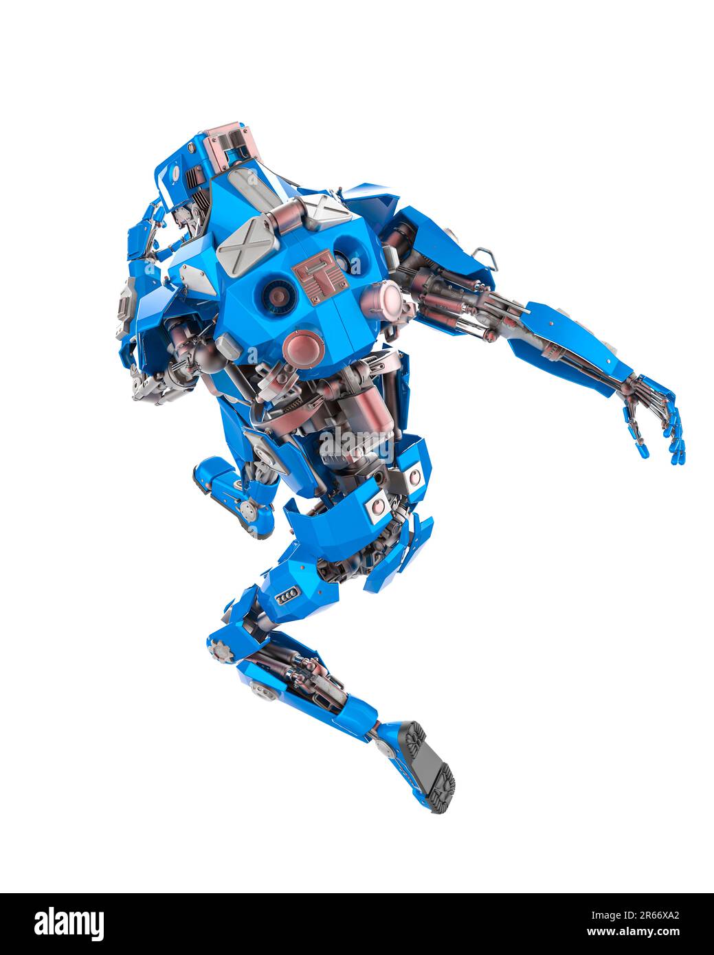 cyber mech is jumping fast rear view, 3d illustration Stock Photo - Alamy