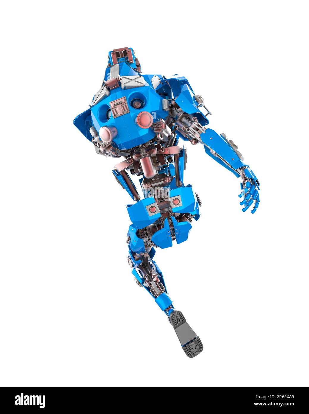 cyber mech is jumping fast nice rear view, 3d illustration Stock Photo ...