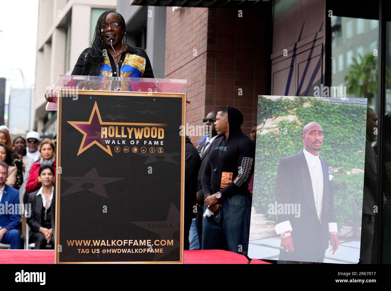 Sekyiwa "Set" Shakur speaks at a ceremony honoring her brother, the ...