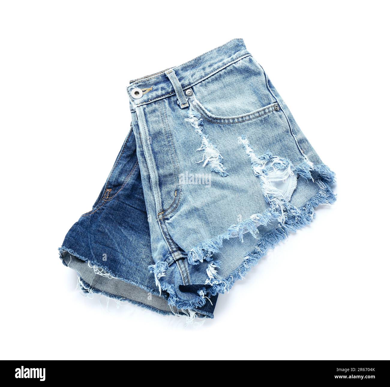 Ribbed denim shorts on white background Stock Photo - Alamy