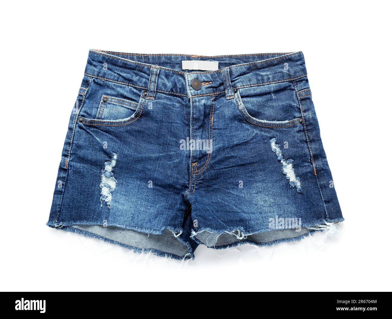 Ribbed denim shorts on white background Stock Photo - Alamy