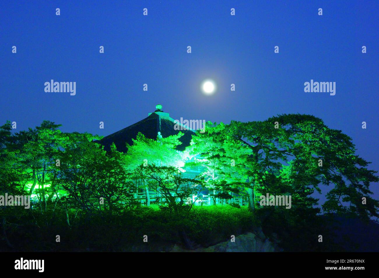 Moonlit night at Godaido Hall in Matsushima Stock Photo - Alamy
