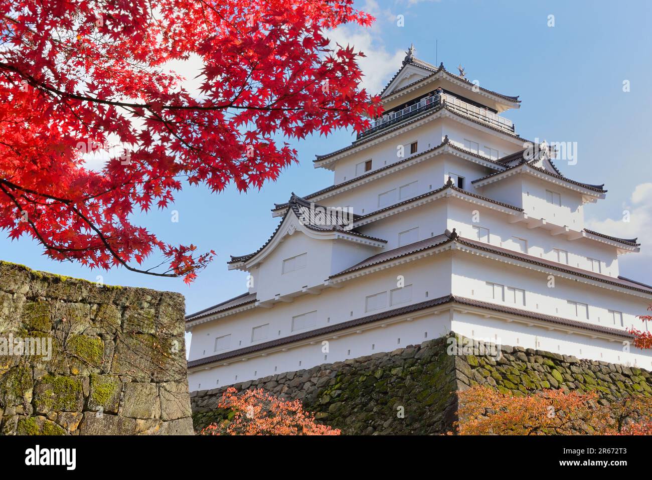 Aizu Wakamatsu Tsurugajo Castle in the autumn leaves Stock Photo - Alamy