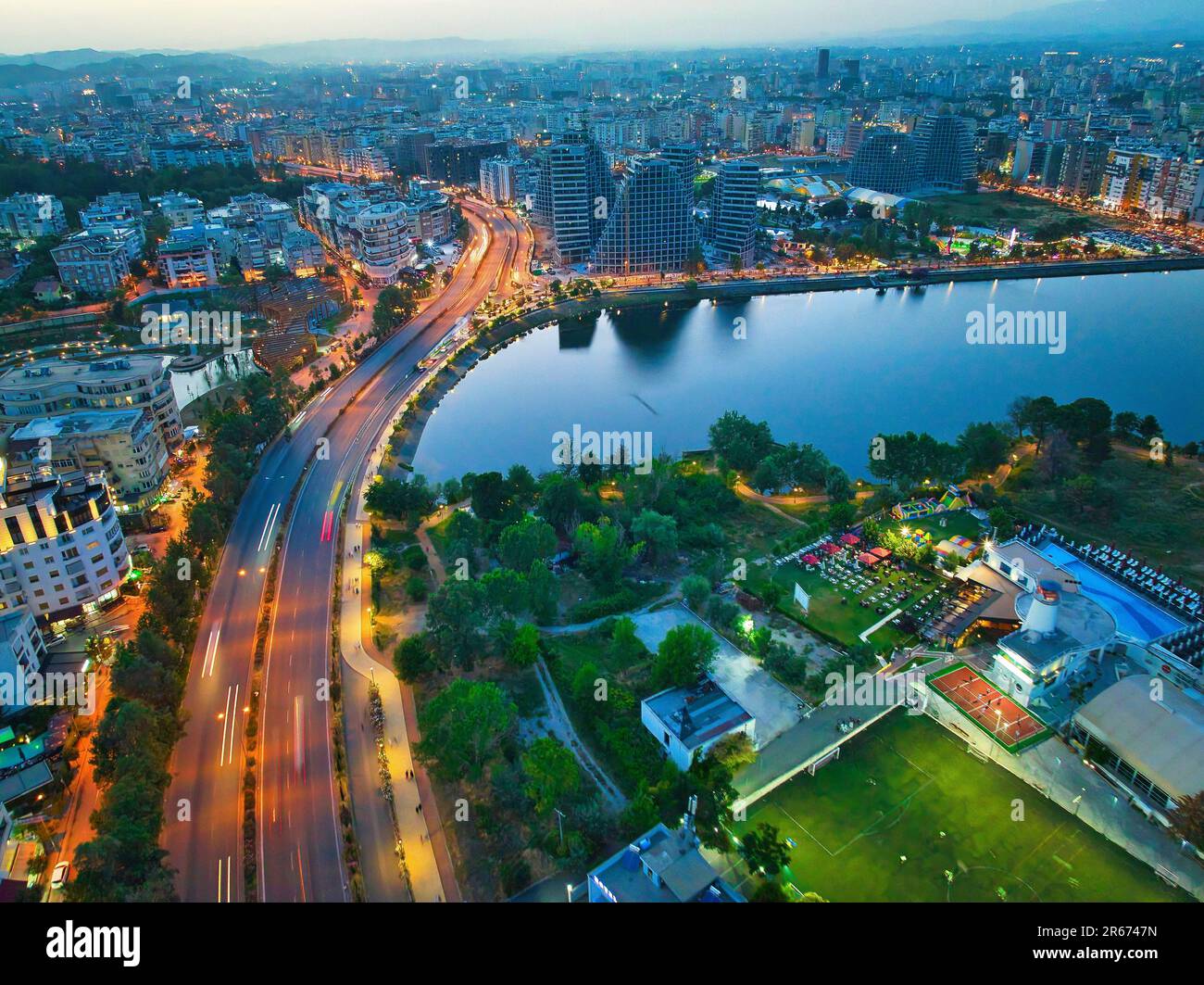 Tirana Skyline after the sunset. Albania Stock Photo - Alamy