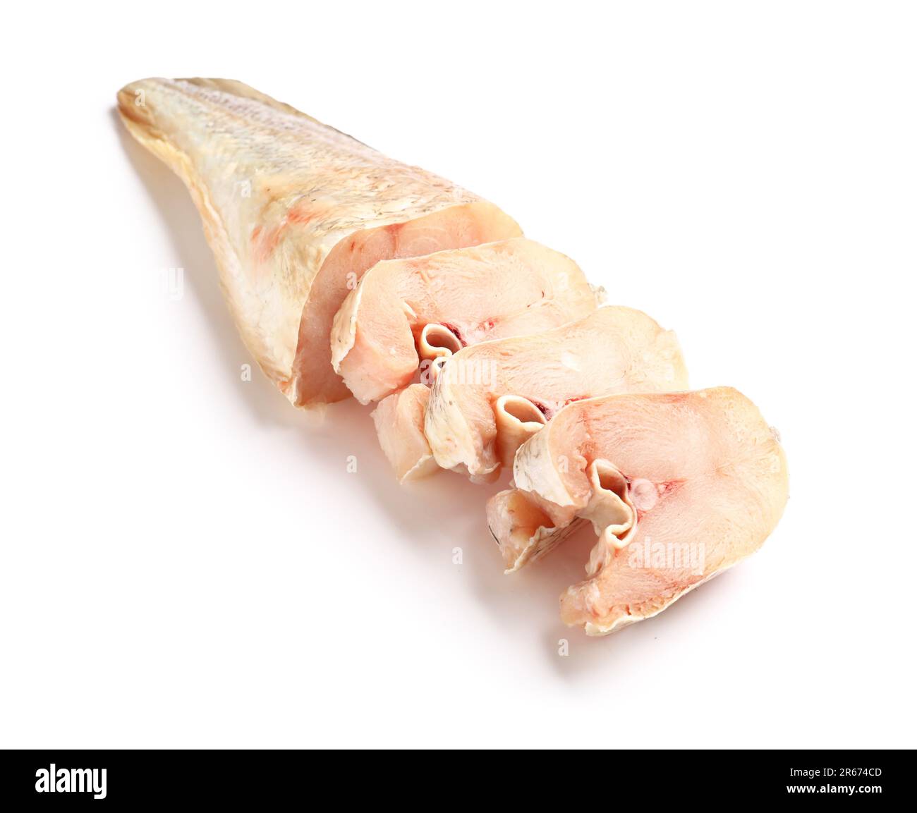 Raw cut codfish isolated on white background Stock Photo - Alamy