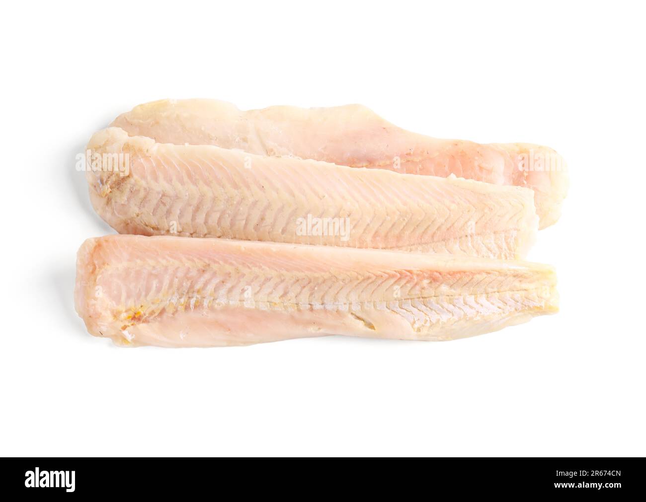 Raw codfish fillet isolated on white background Stock Photo - Alamy