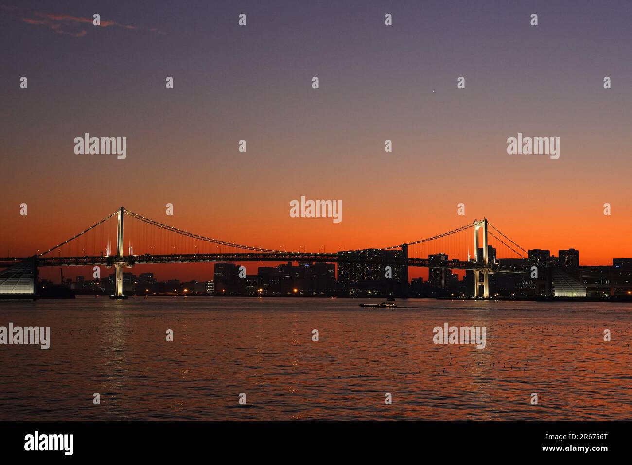 Rainbow Bridge and Sunset Sky Stock Photo - Alamy