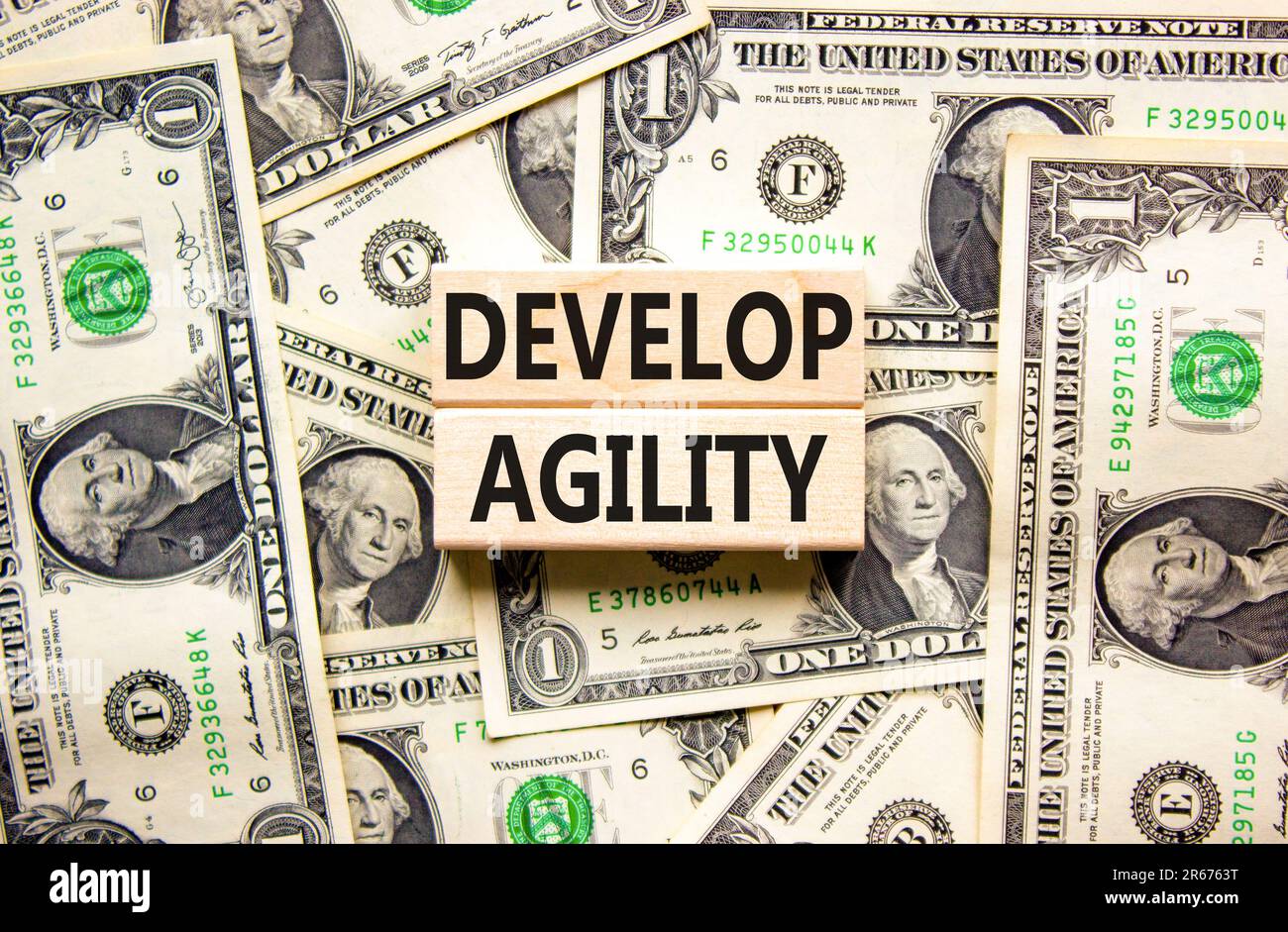 Develop agility symbol. Concept words Develop agility on wooden blocks ...