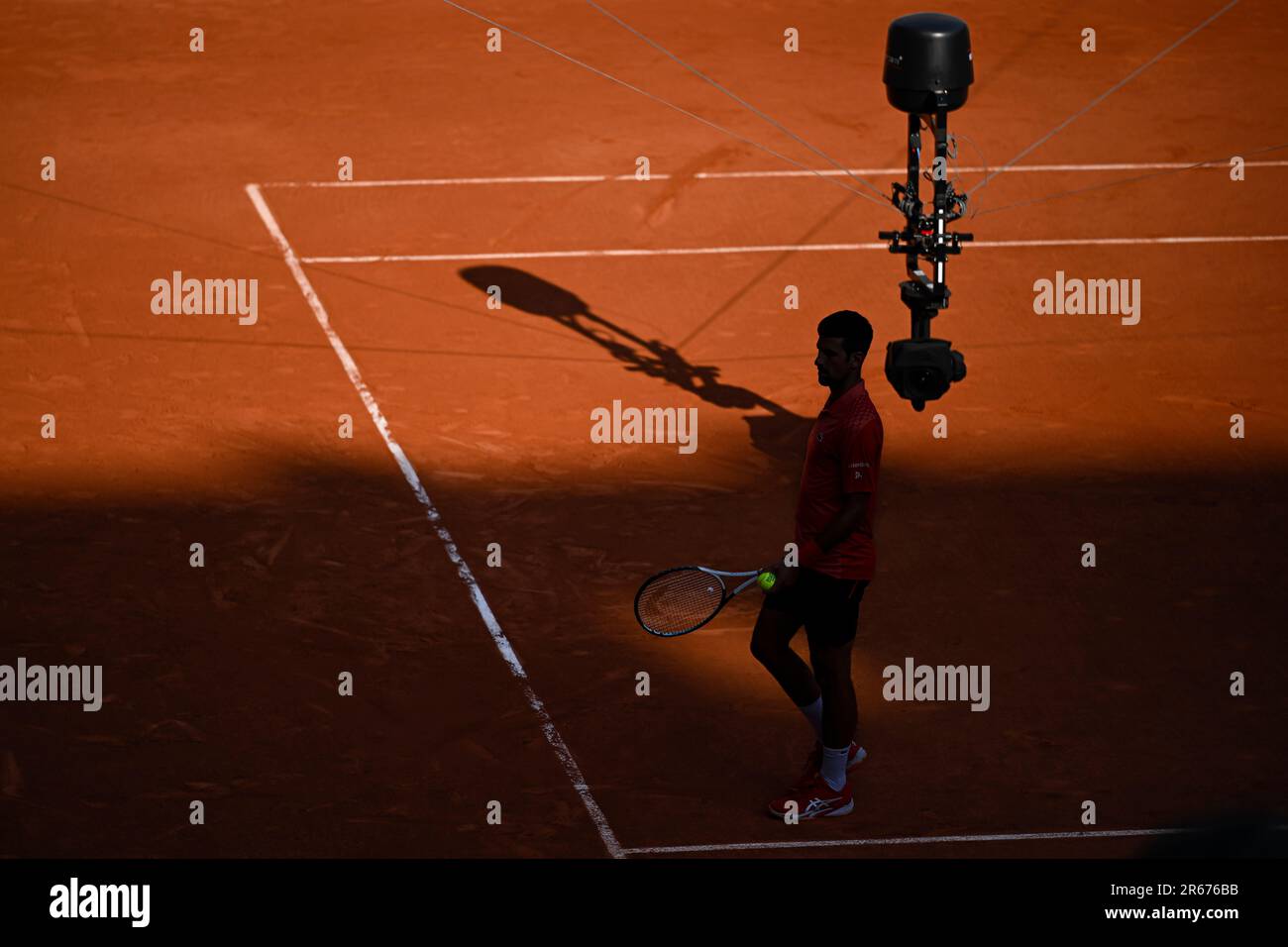 Paris, France. 06th June, 2023. Novak Djokovic with a TV television ...