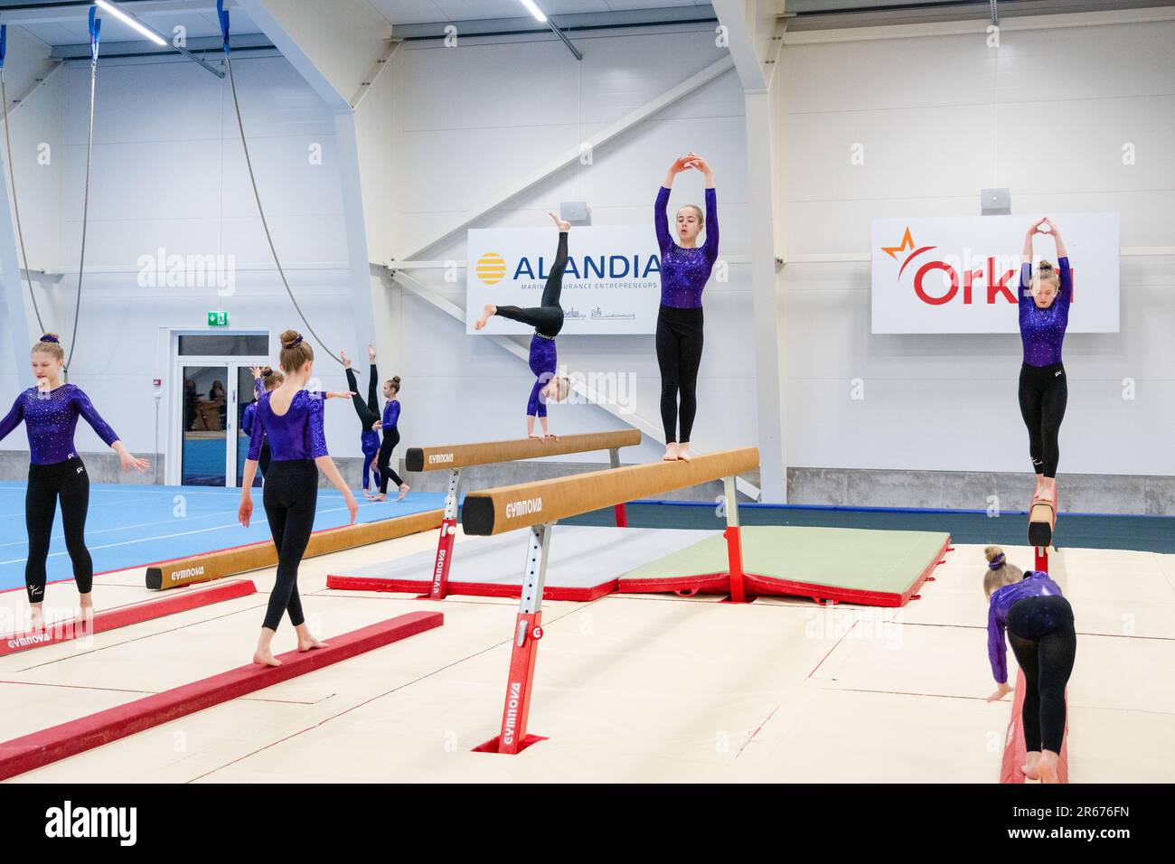 Gymnasts warm up at the Opening of the new Gymnastics Arena in Möckelö ...
