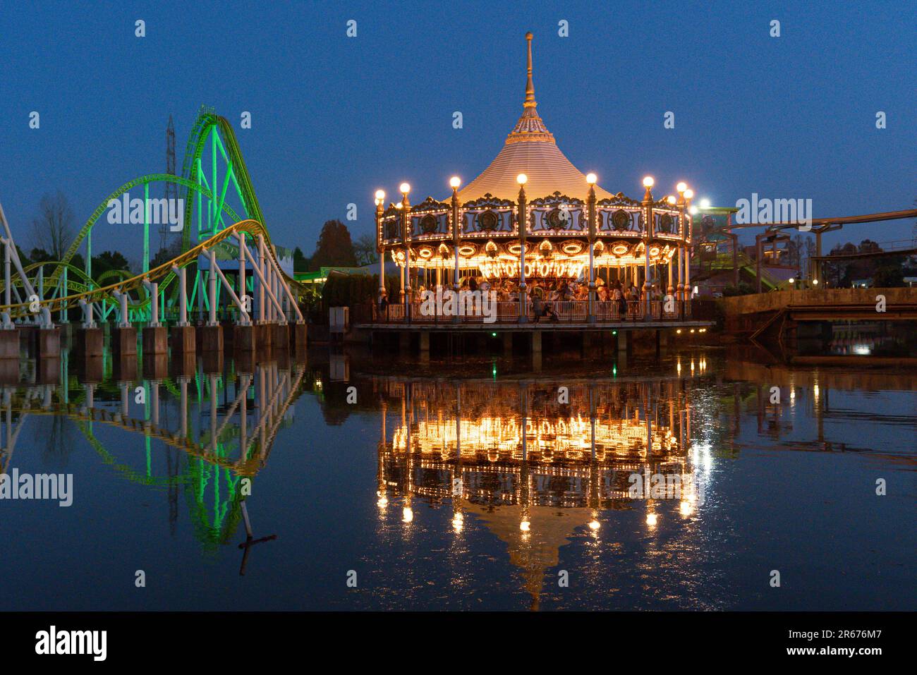 Merry-go-round and illumination Stock Photo - Alamy