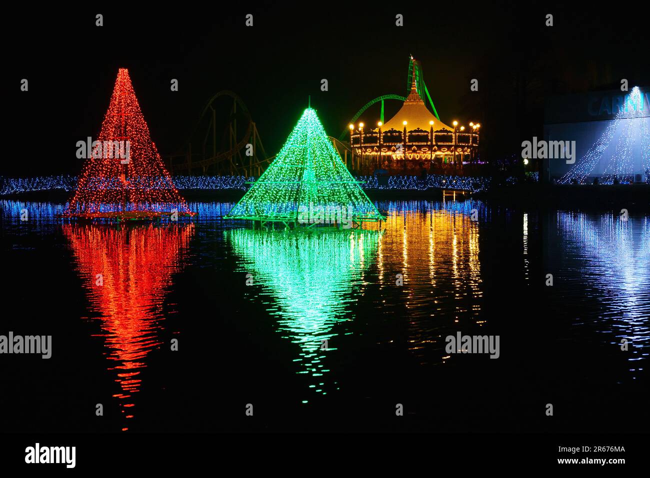 Merry-go-round and illumination Stock Photo - Alamy