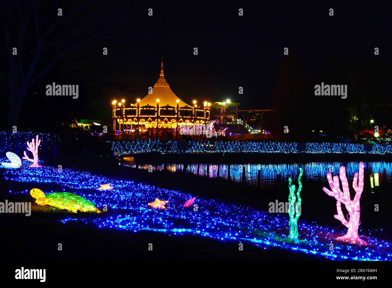 Merry go round night view hi-res stock photography and images - Alamy