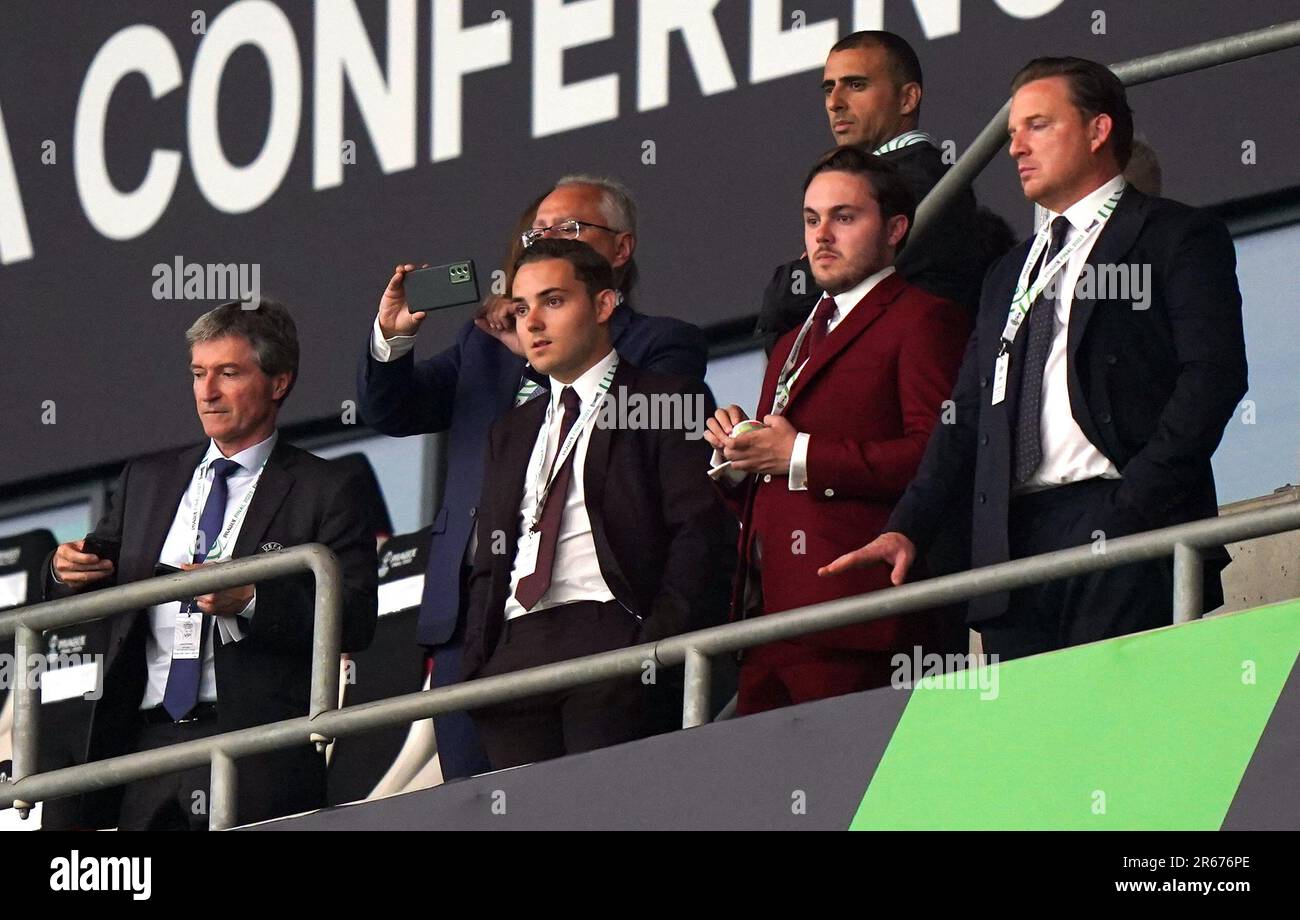 West Ham United director Jack Sullivan (second left), son of David ...