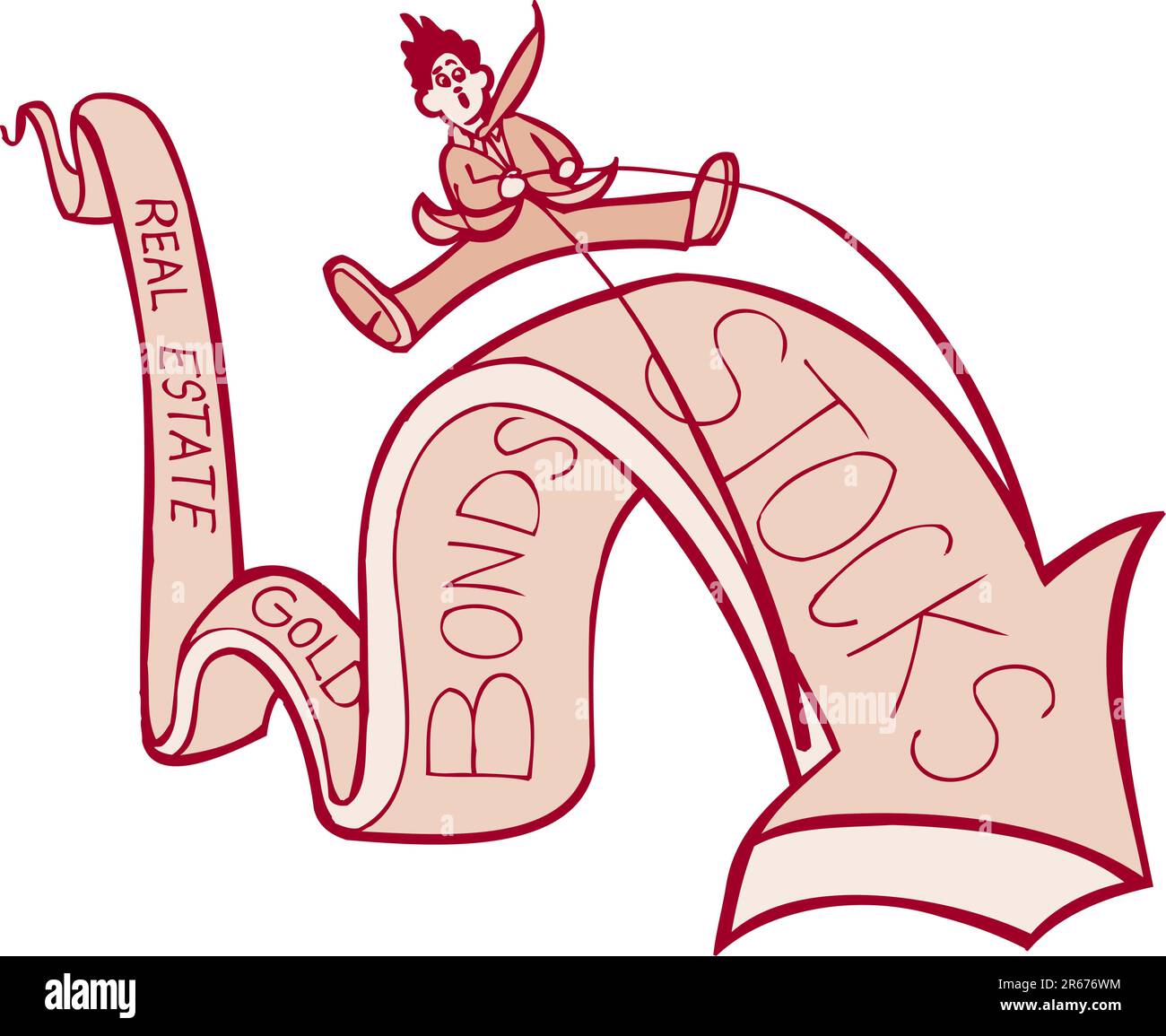 Cartoon image depicting up and down of volatile financial market Stock ...