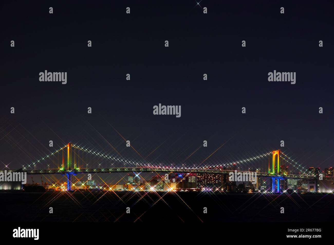 Illuminated Rainbow Bridge Stock Photo - Alamy