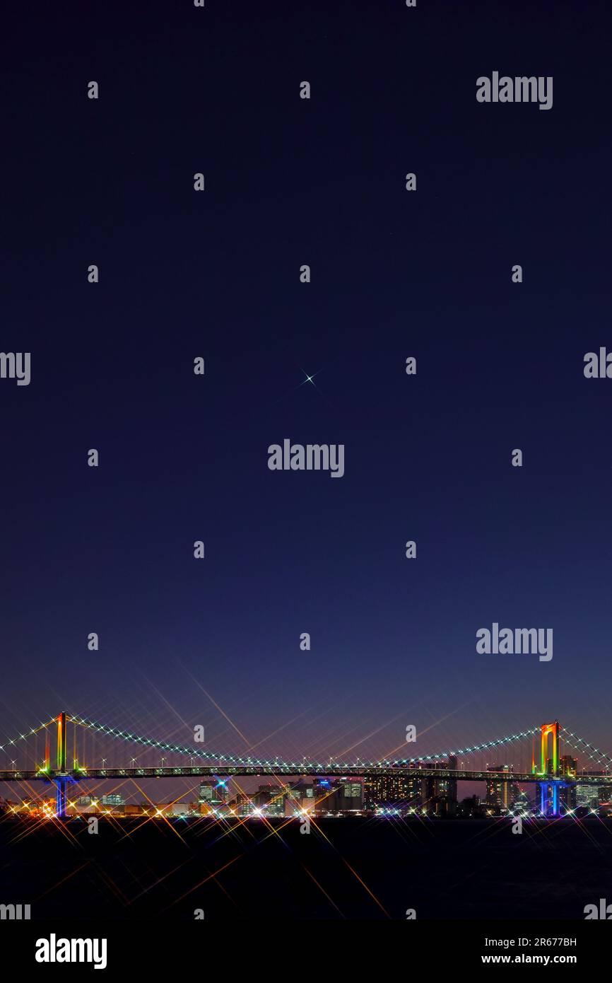 Illuminated Rainbow Bridge Stock Photo - Alamy