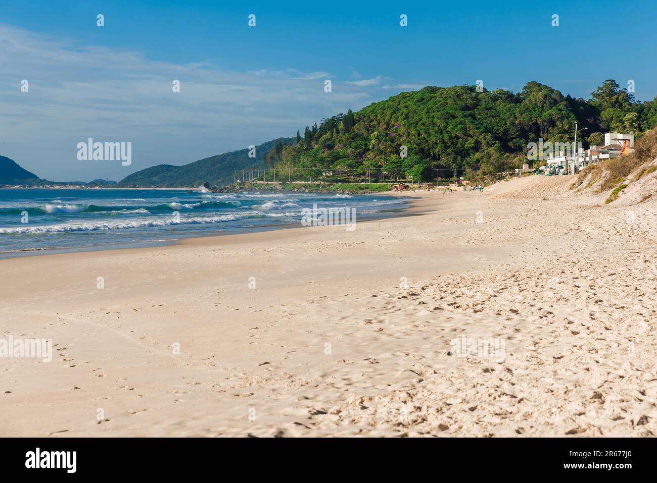 Sand beach and blue ocean with waves in Brazil Stock Photo - Alamy