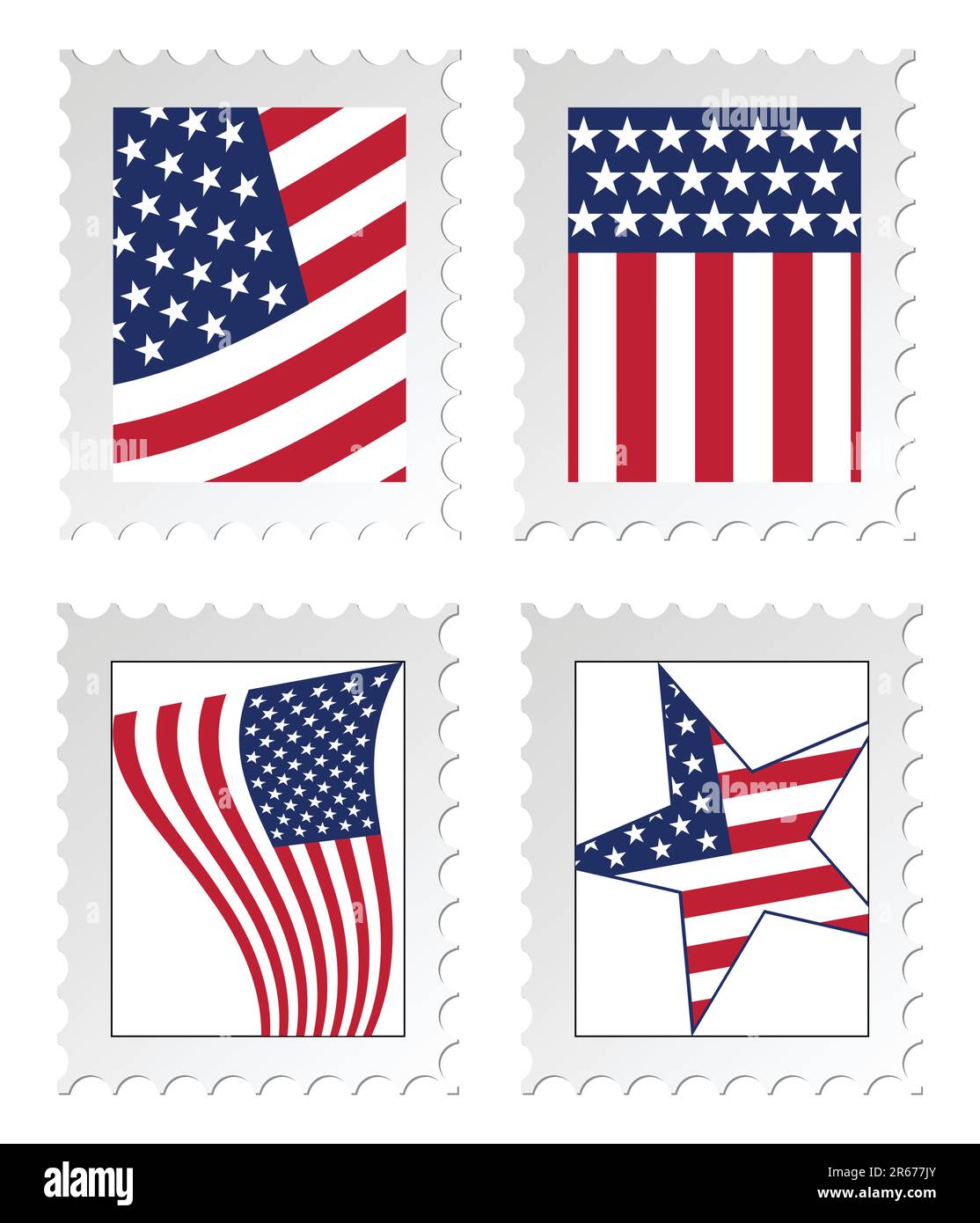 Illustration of post stamps with USA national flag Stock Vector Image ...