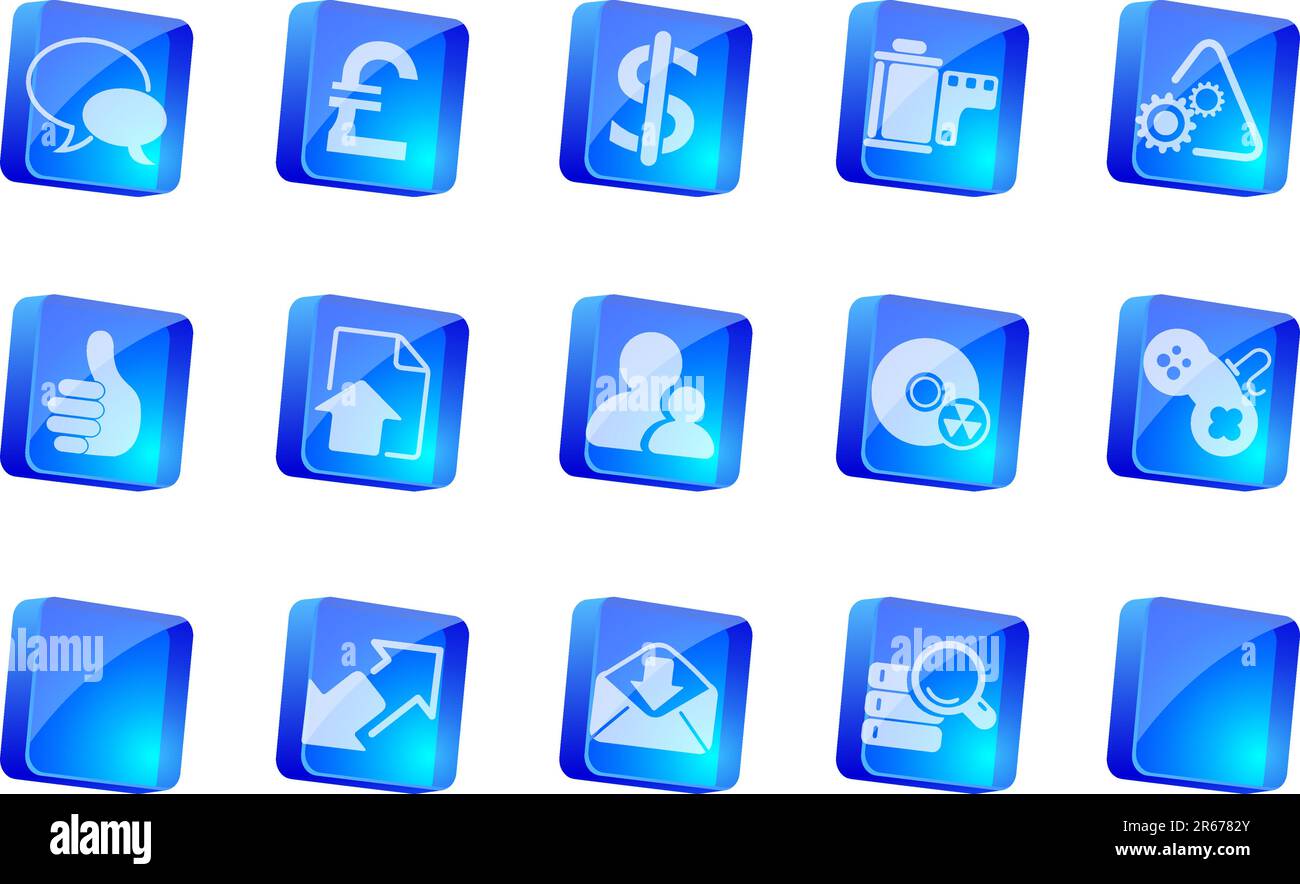 Internet icons blue transparent box series Stock Vector Image & Art - Alamy