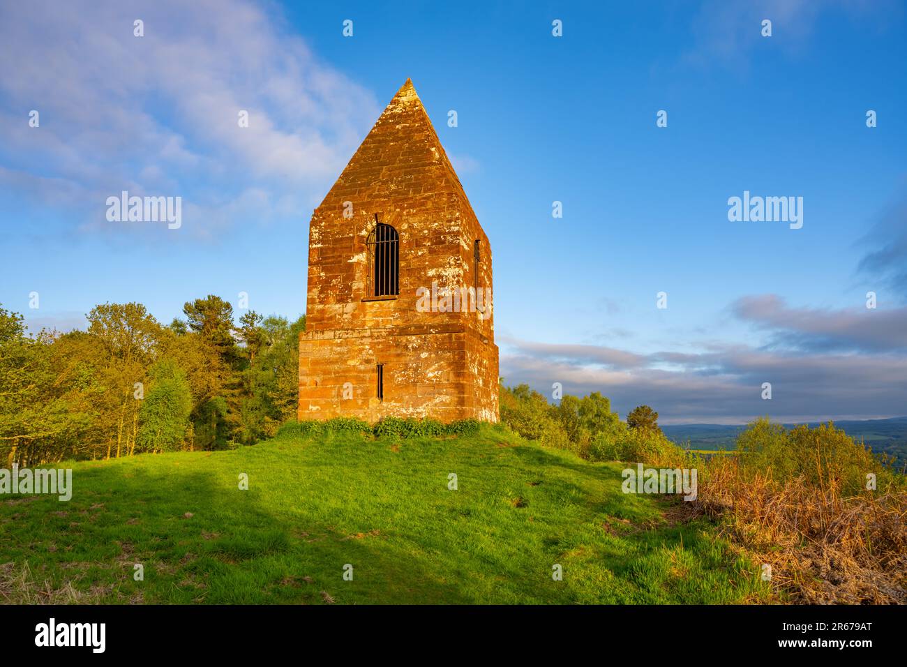 The Beacon above Penrith Cumbria at sunset Stock Photo - Alamy