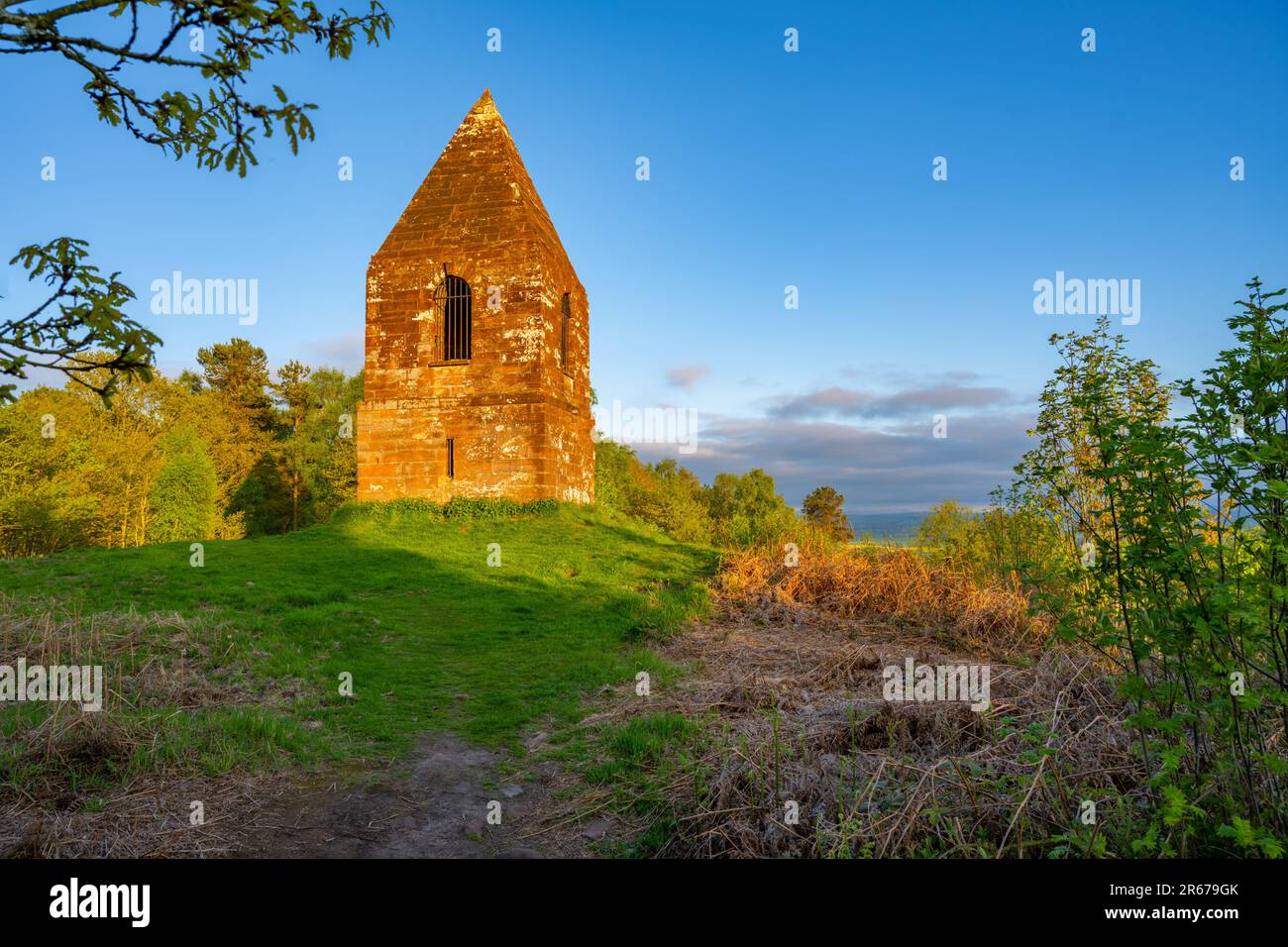 The Beacon above Penrith Cumbria at sunset on an late spring evening ...
