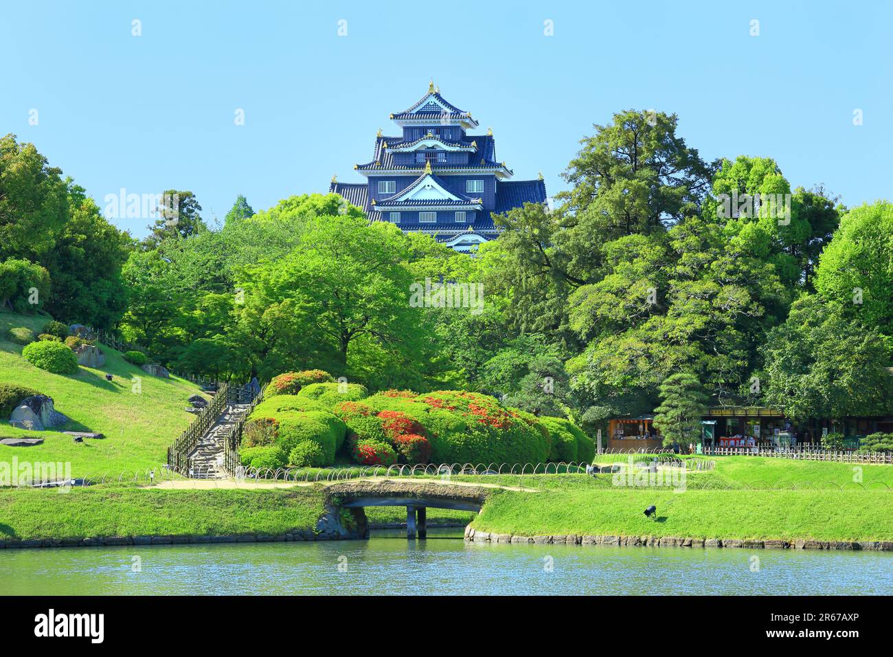 Fresh Green Korakuen Garden and Okayama Castle Stock Photo - Alamy