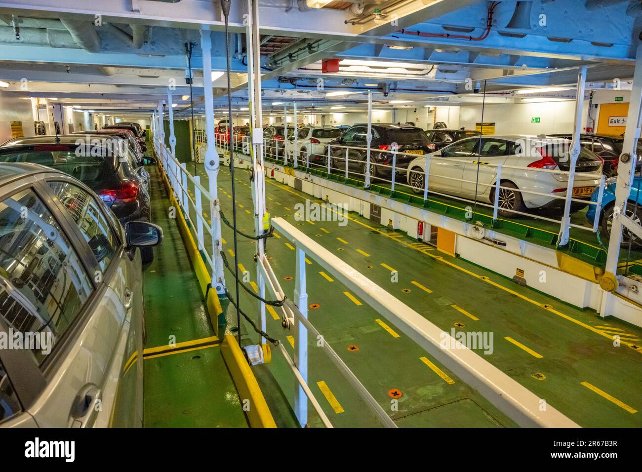 Inside the car deck of Loch Seaforth Calmac Car ferry Stock Photo - Alamy