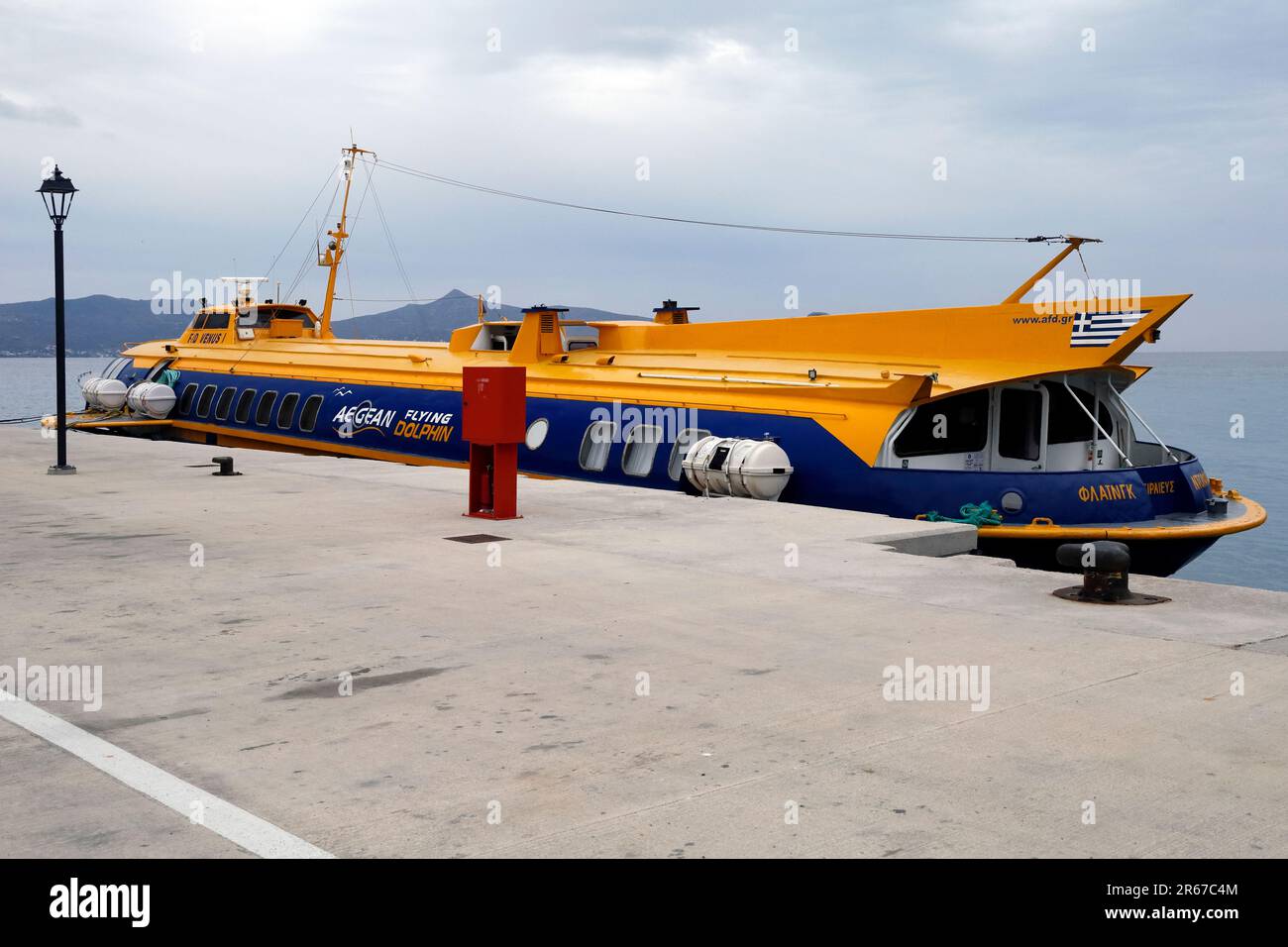 Aegean Flying Dolphin ferry boat, Skala Harbour,Agistri island, Saronic ...