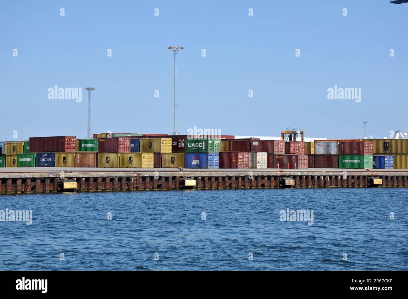 07 june 2023/Cargo ship been loaded at cargo shipyard in Copenhagen ...