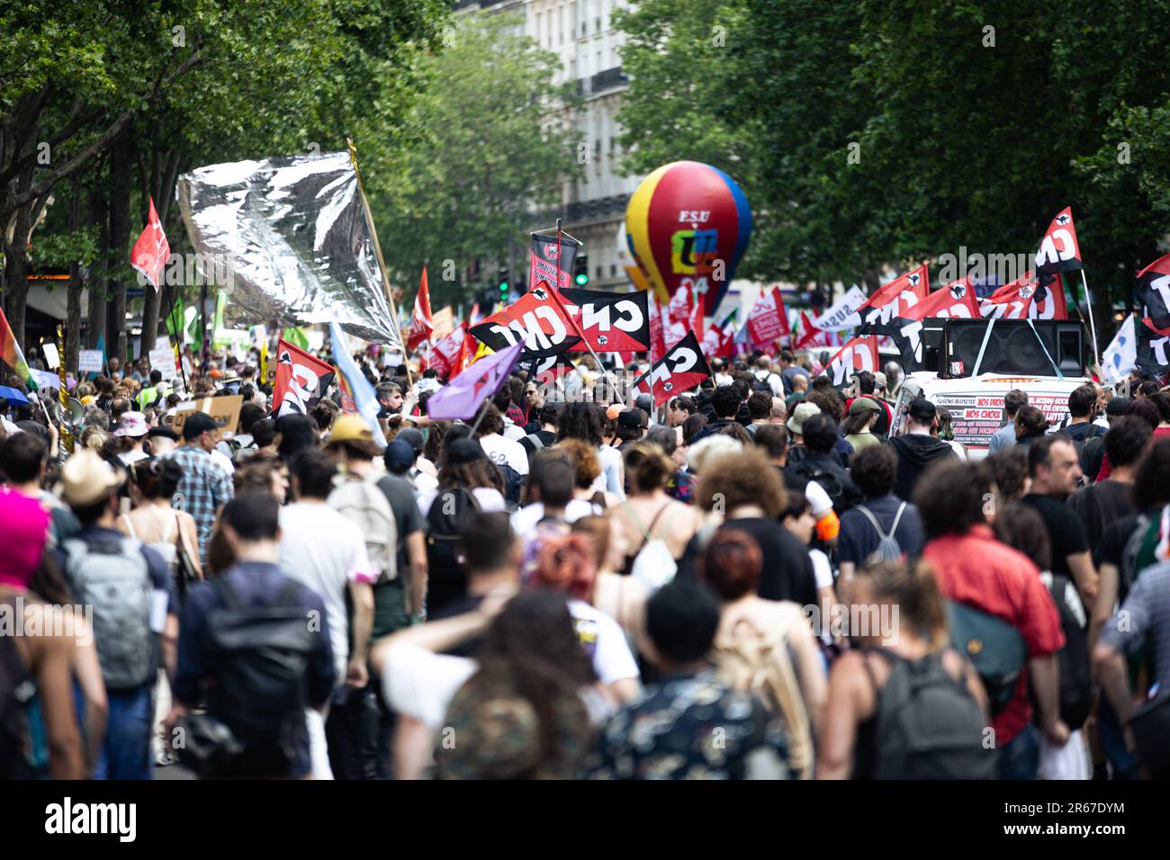 Protesters march along the street during the demonstration against the ...