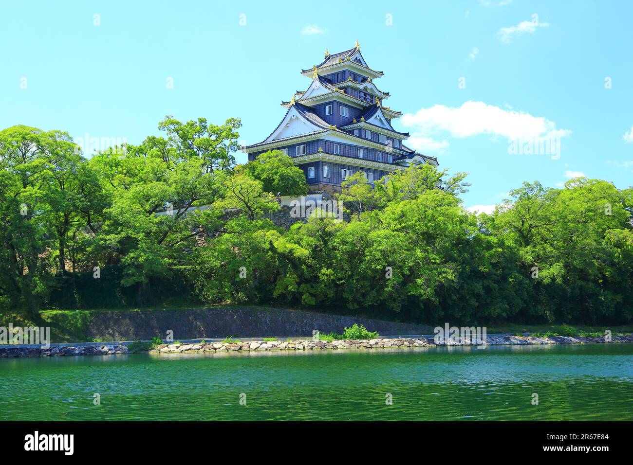 Okayama Castle and Asahikawa River Stock Photo - Alamy
