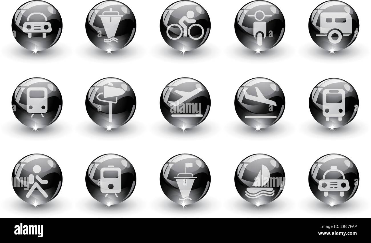 Transportation and Vehicle icons black crystal Series Stock Vector ...