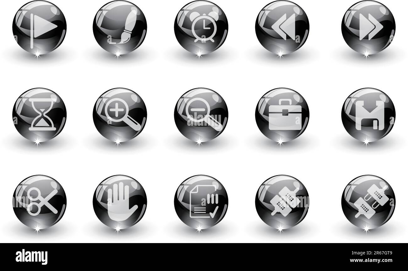 Toolbar and Interface icons black crystal Series Stock Vector Image & Art - Alamy