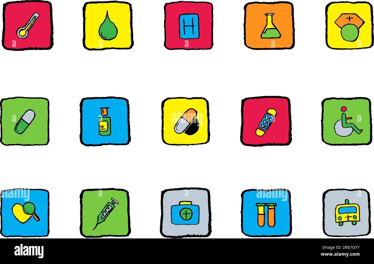 Healthcare and Pharma icons Bright colors Stock Vector Image & Art - Alamy