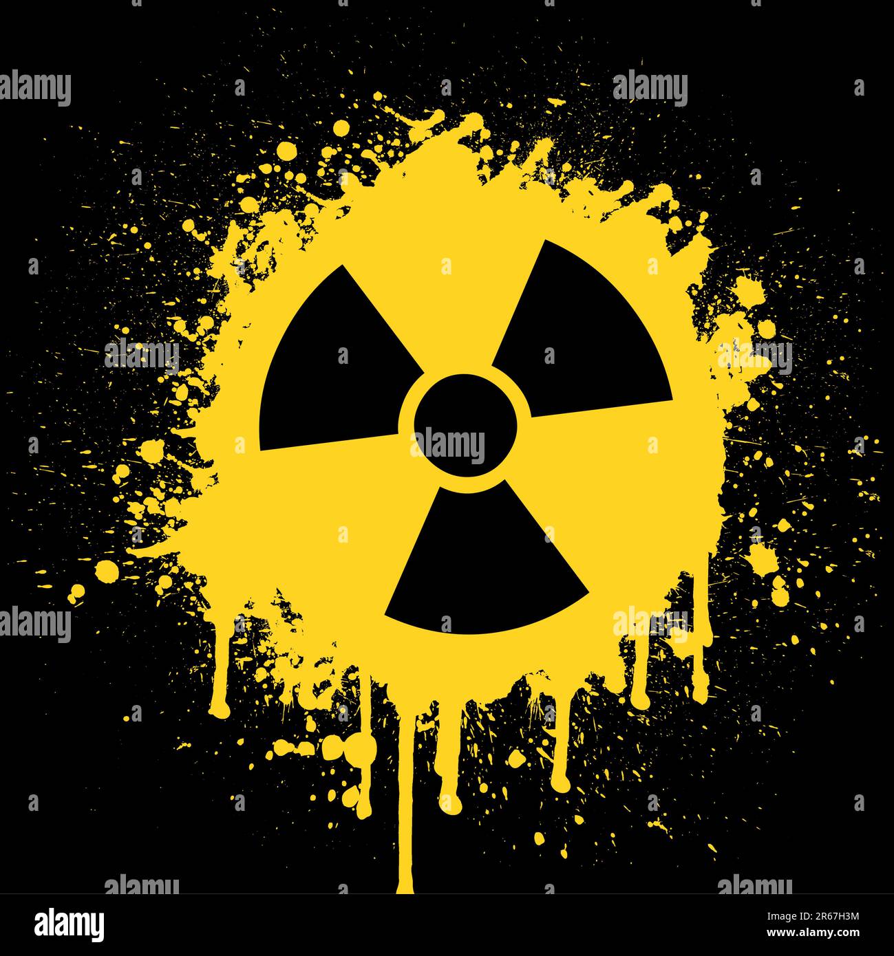 vector illustration of the radioactive sign in yellow spatter Stock ...