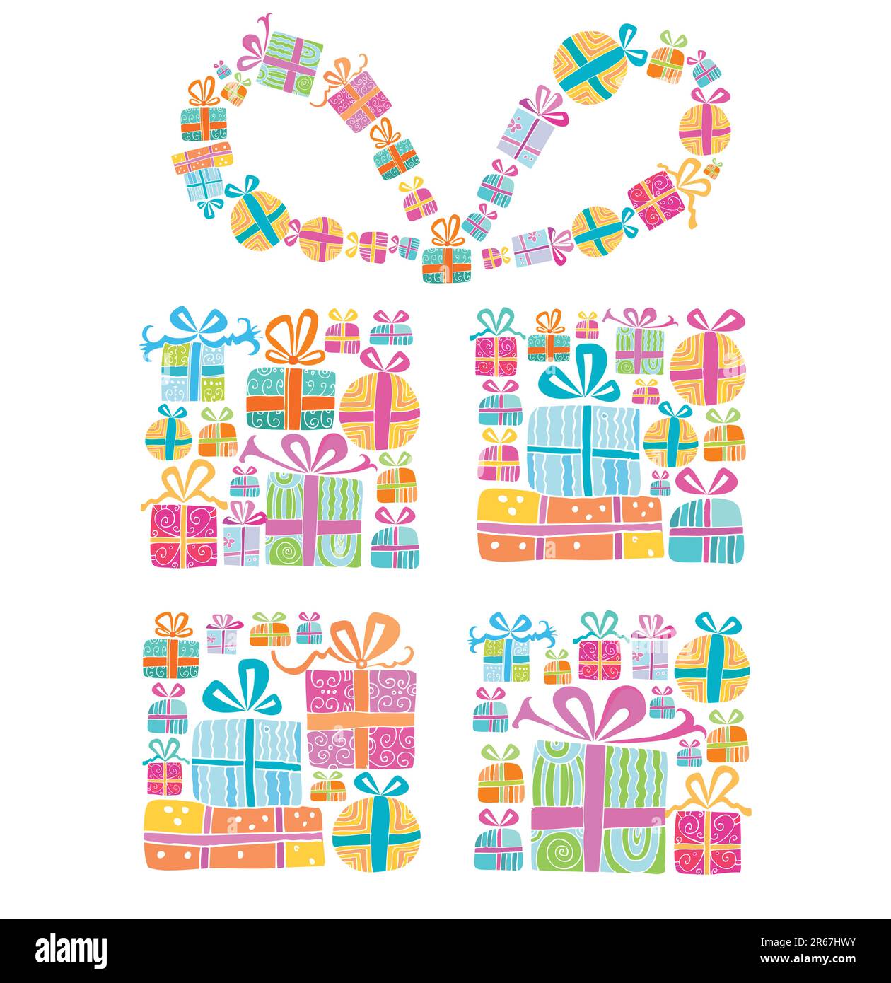 Decorative gift box formed by several tiny gift boxes Stock Vector ...
