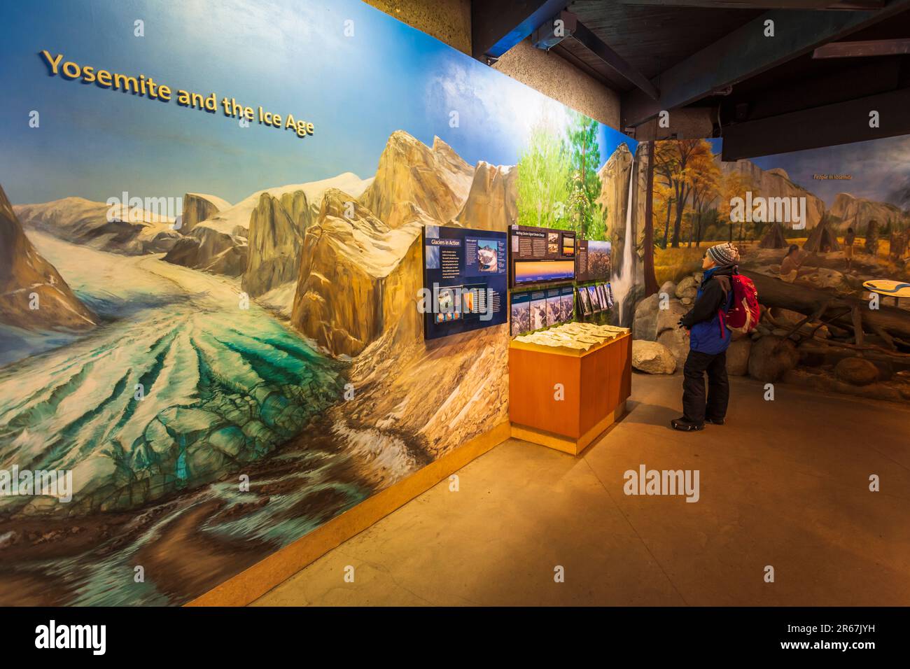 Interpretive display in the visitor center, Yosemite National Park ...