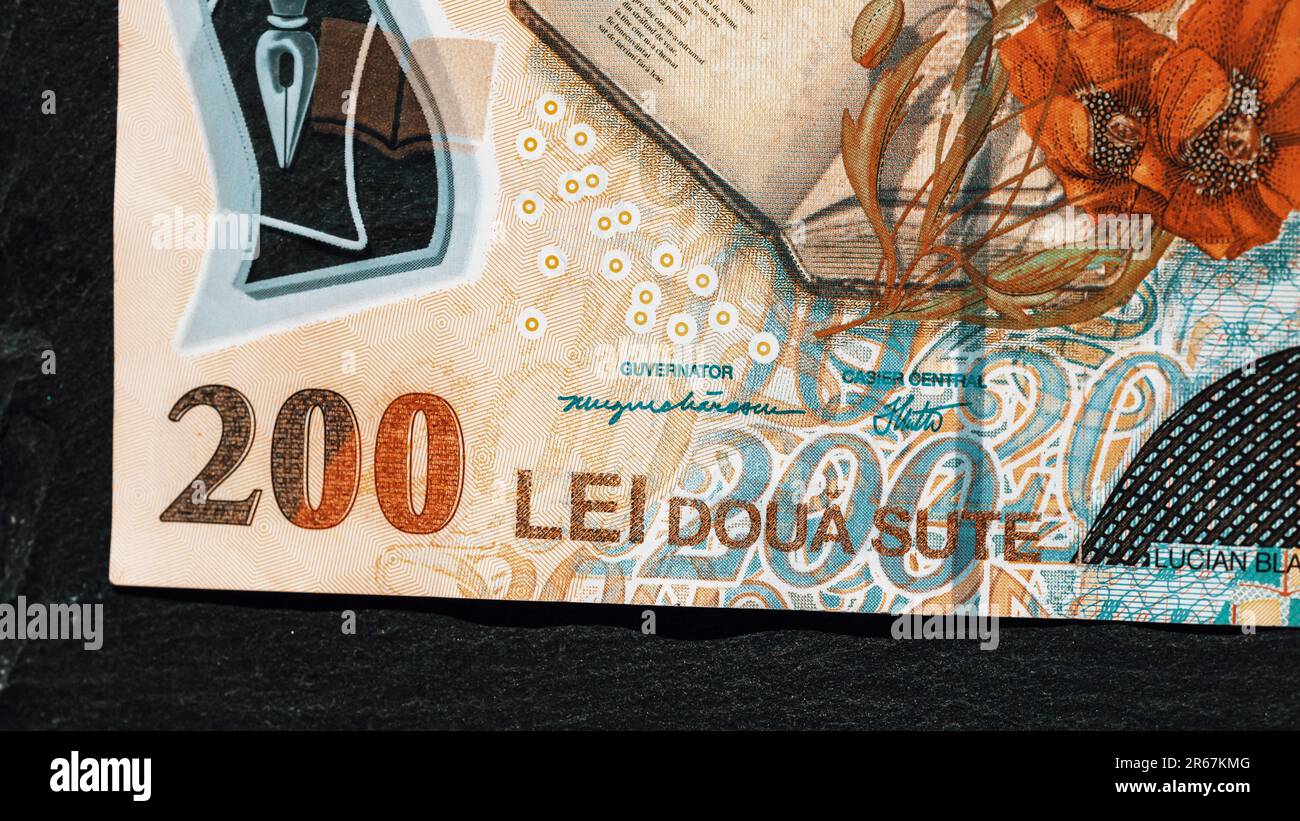 Romanian LEI Currency Banknote. RON Money European Currency Stock Photo ...