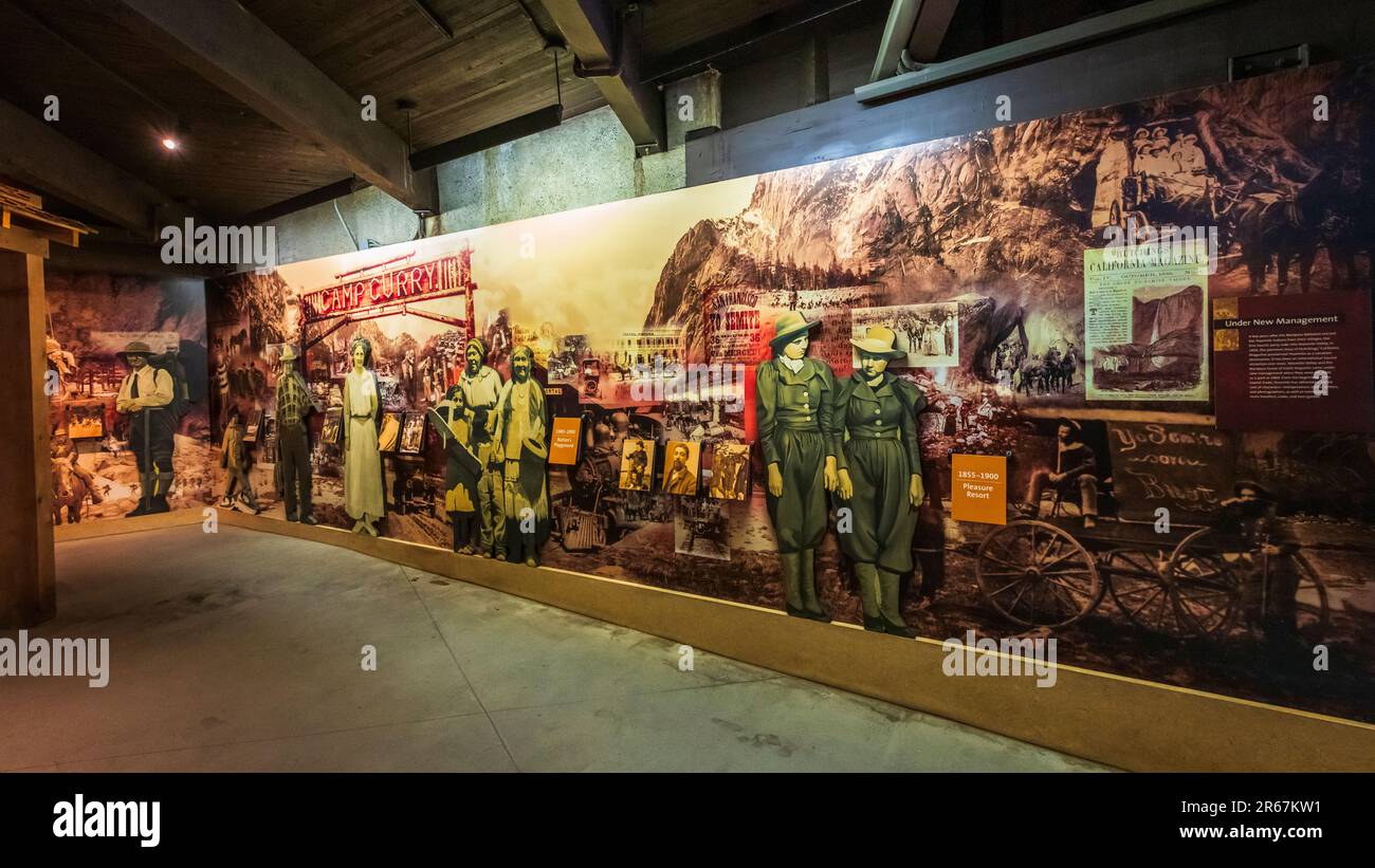 Interpretive display in the visitor center, Yosemite National Park ...