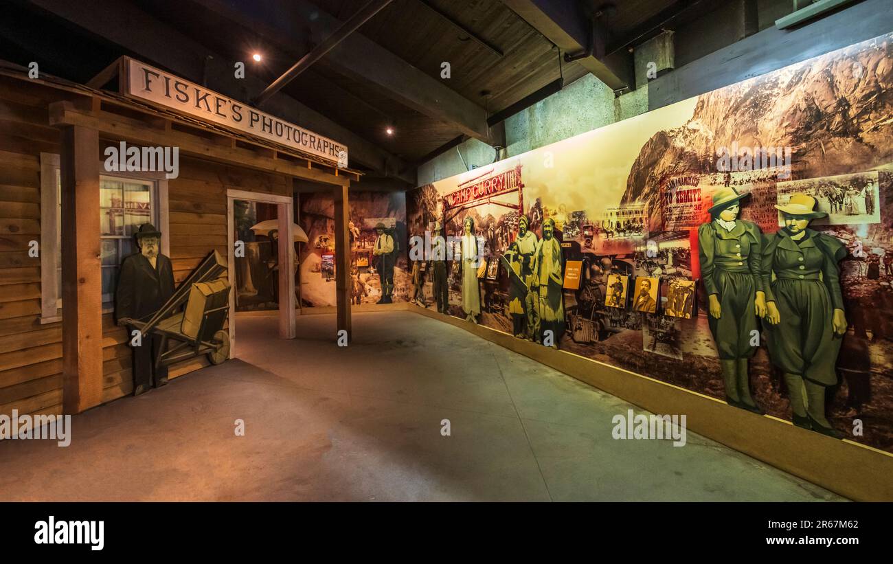 Interpretive display in the visitor center, Yosemite National Park ...
